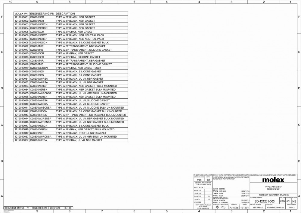 Series 121201 Type A assembly drawing, page 2