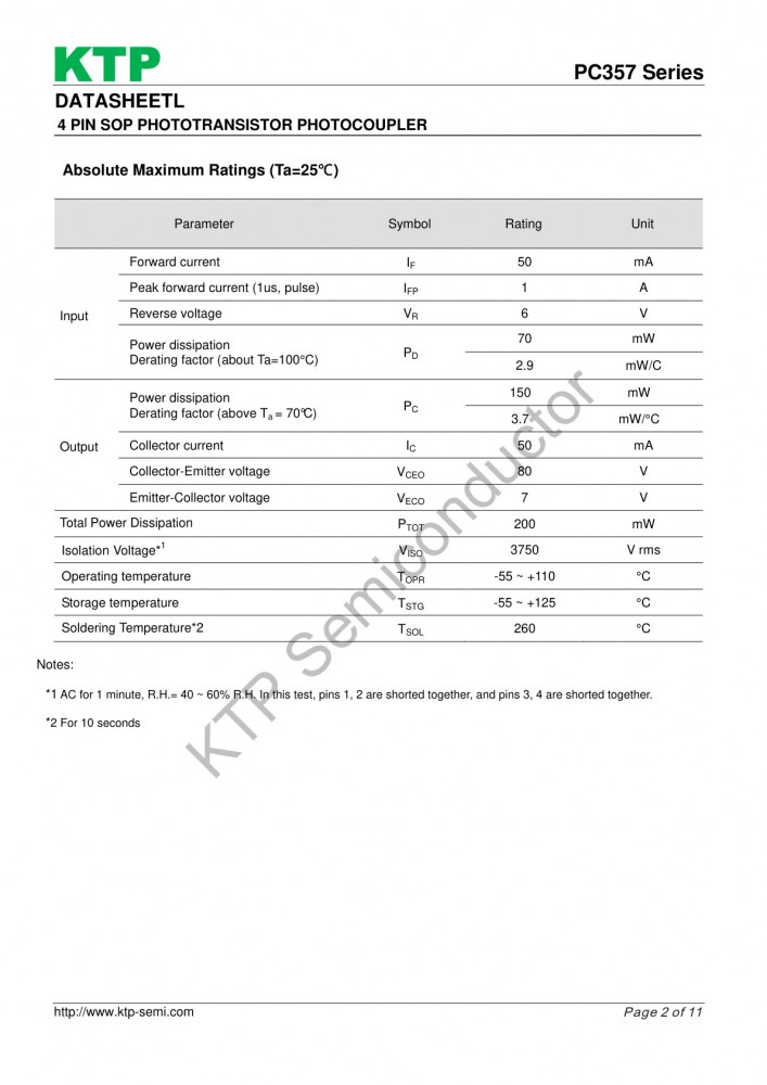 PC357C datasheet page 2