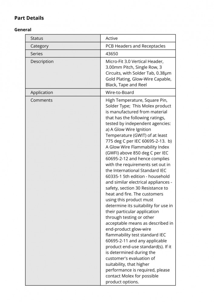 Technical document page 2 for Molex 436500325