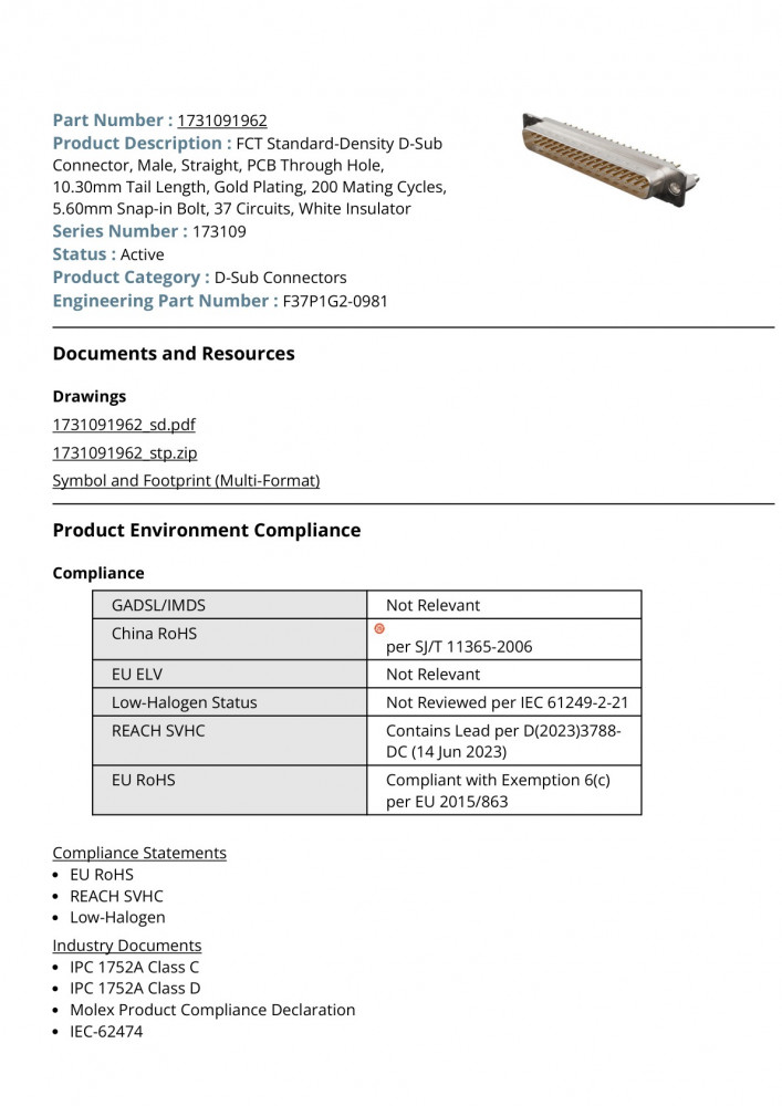 MOLEX 1731091962 technical document image 1
