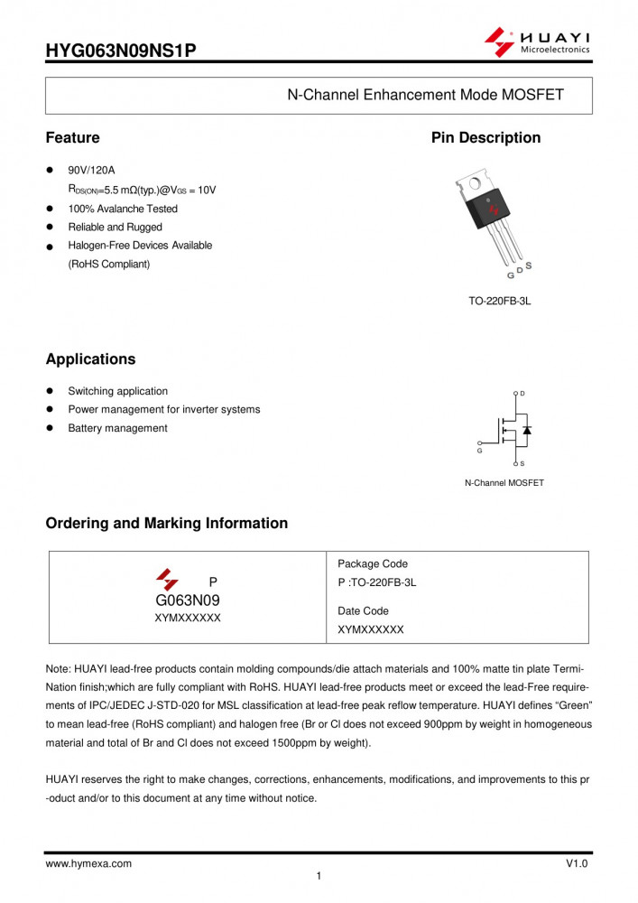 HYG063N09NS1P datasheet page 1