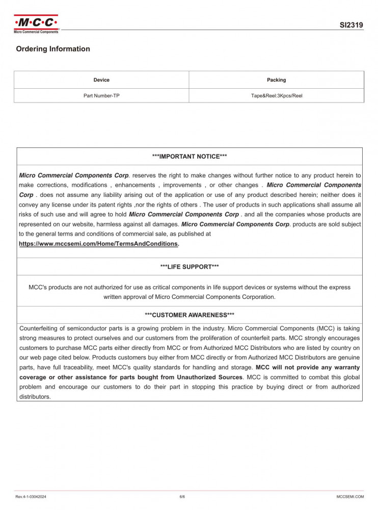 SI2319-TP datasheet page 6