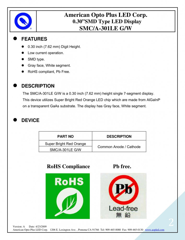SMC301LE datasheet page 2