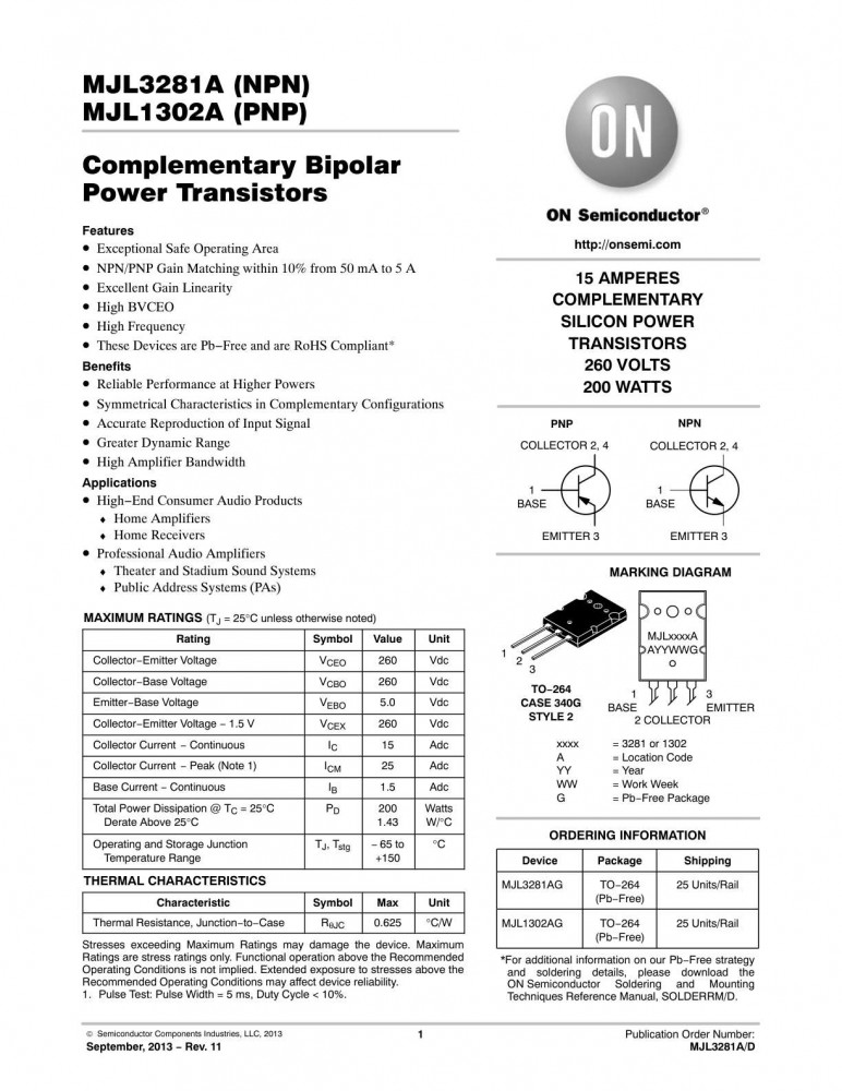 MJL1302A technical document page 1