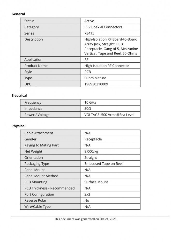 MOLEX 734159811 product document preview, page 2