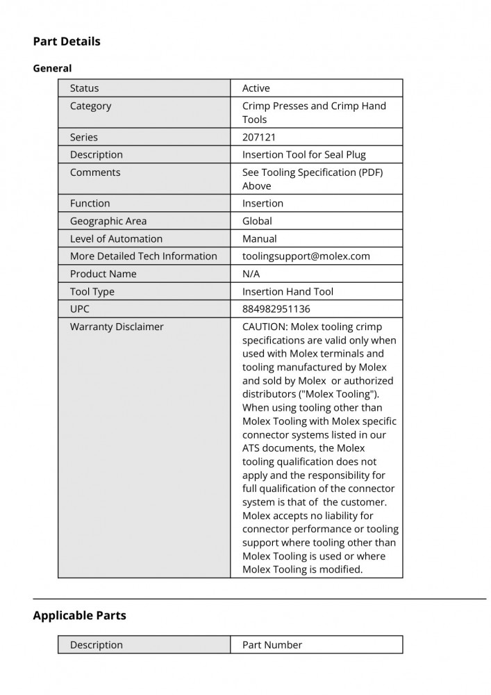 Tooling specification document preview, page 2