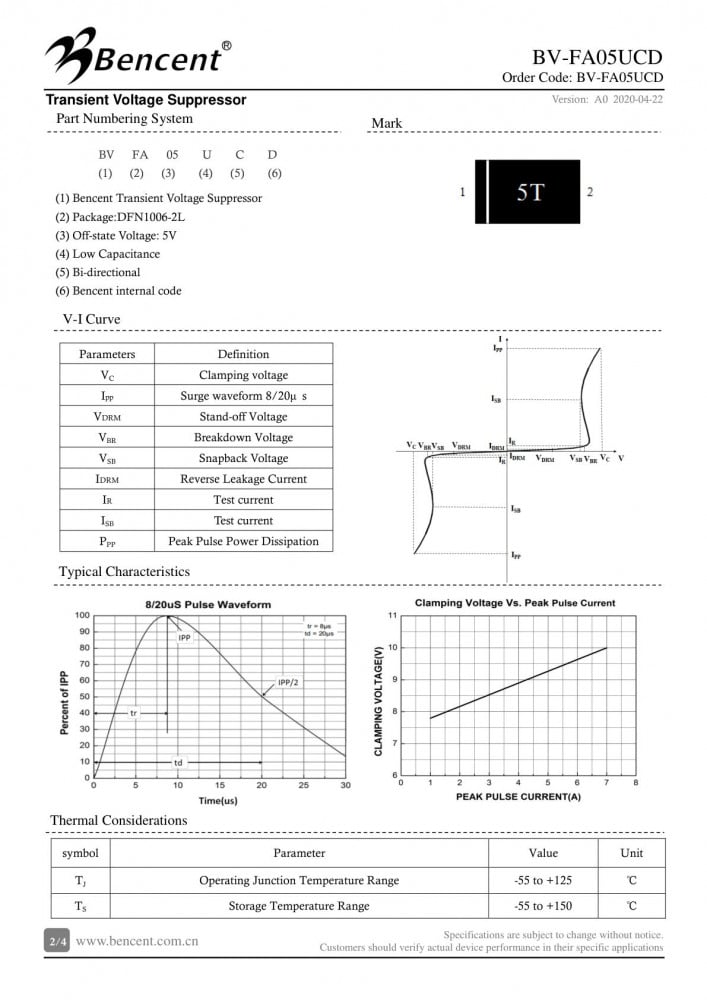 BV-FA05UCD datasheet page 2