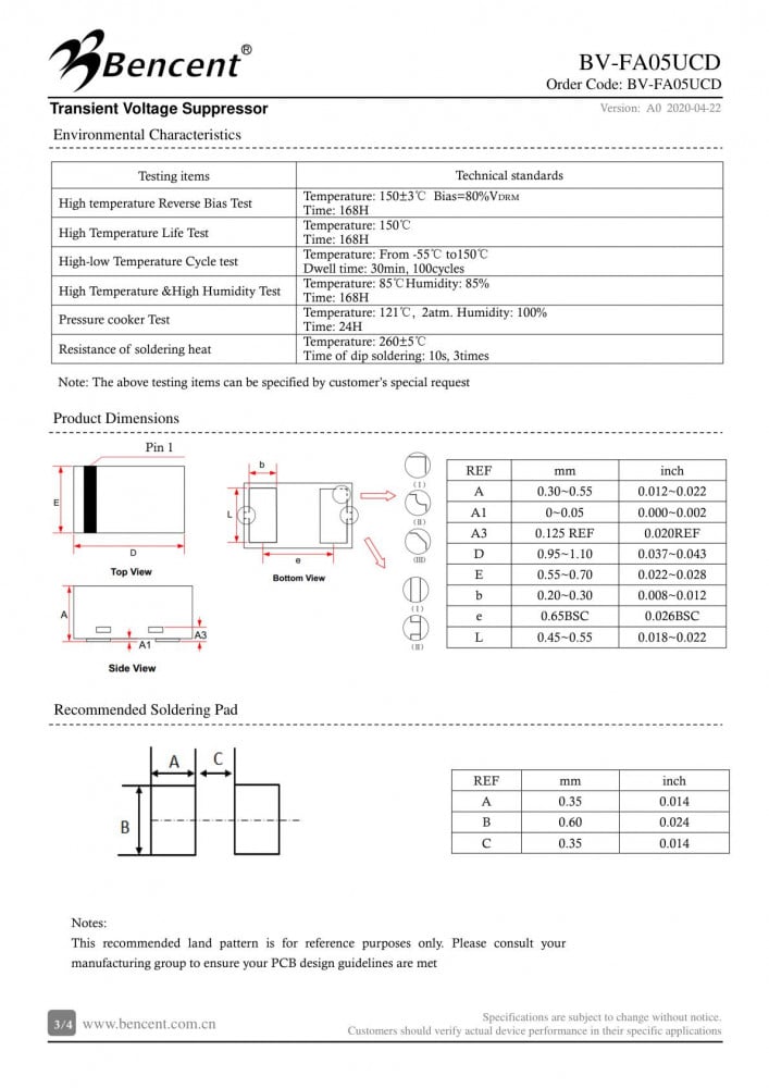 BV-FA05UCD datasheet page 3