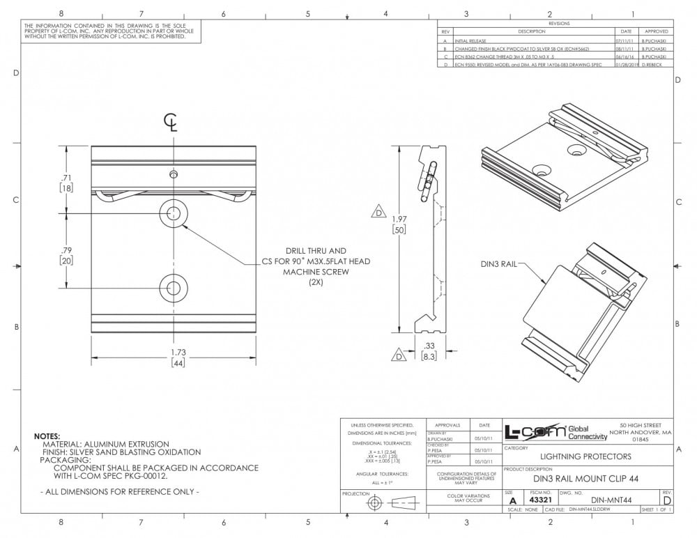 L-com DIN-MNT44 product document