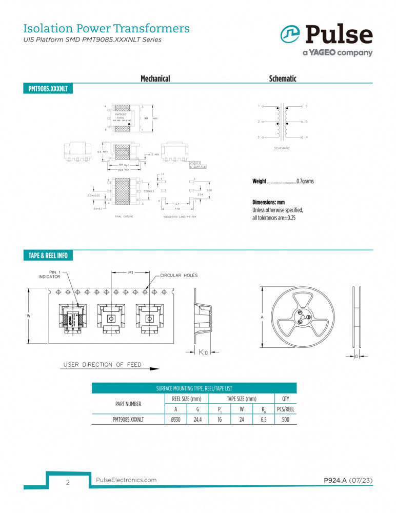 PMT9085 series datasheet page 2