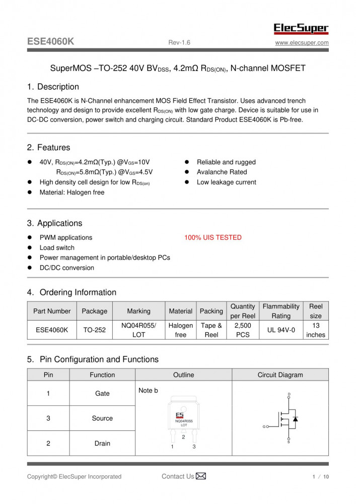 ESE4060K datasheet page 1