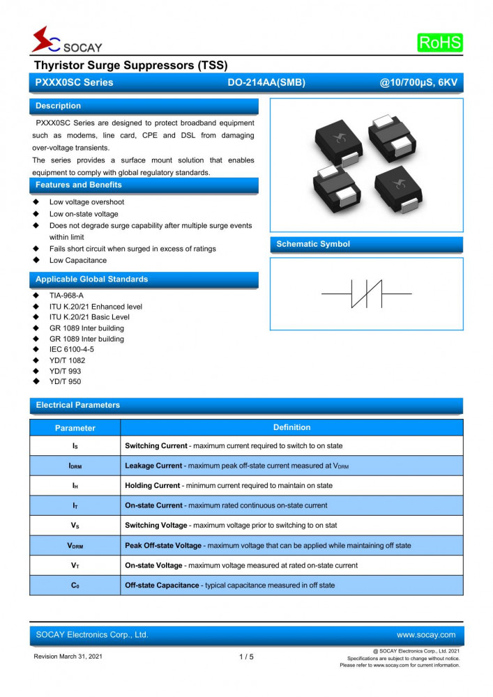 SOCAY P1100SC datasheet page 1