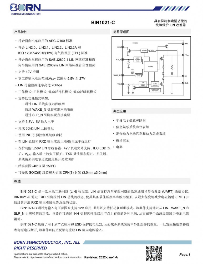 BIN1021S-C datasheet page 1