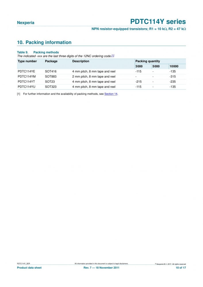 PDTC114YTVL datasheet page 10