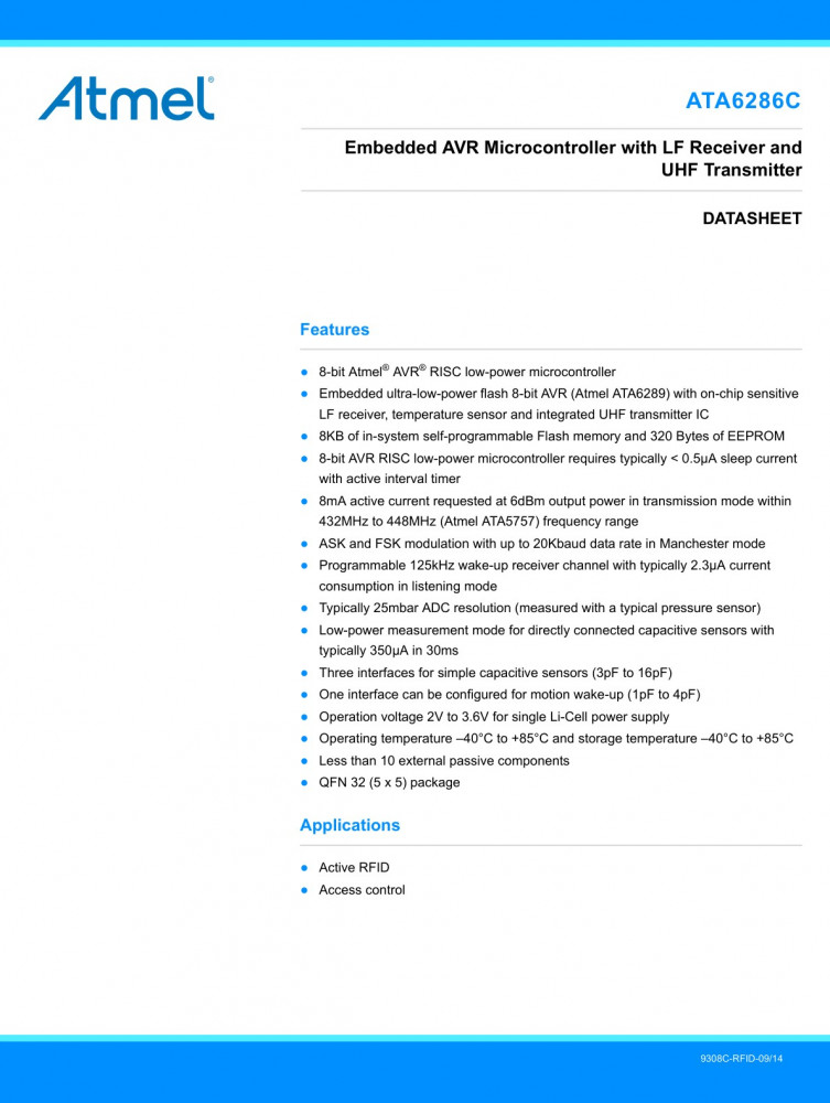 ATA6286C-PNPW datasheet page 1