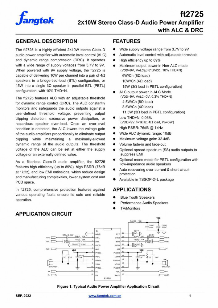 FT2725P datasheet page 1