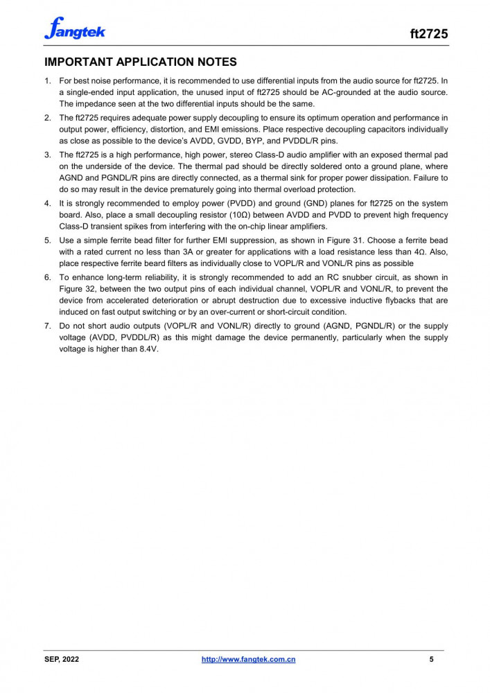 FT2725P datasheet page 5