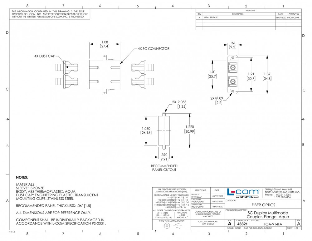 L-com FOA-914FA technical document page