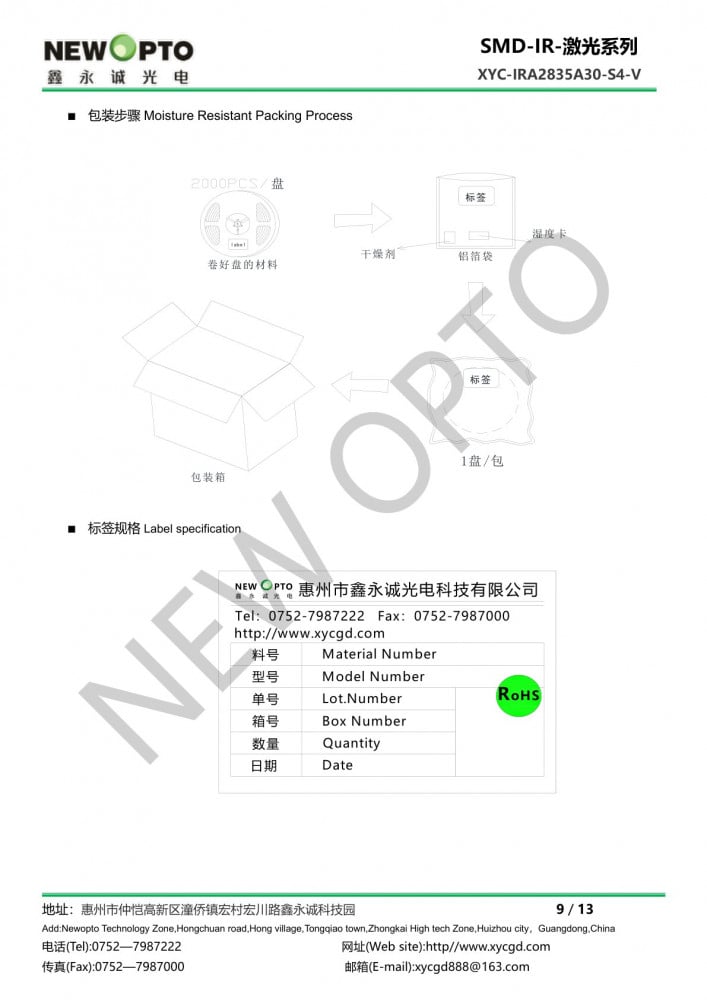XYC-IRA2835A30-S4-V specification page 9