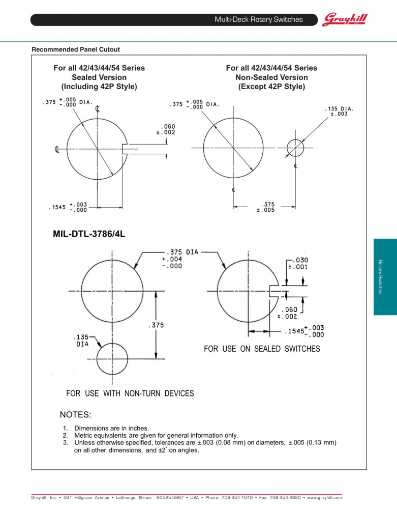 Grayhill Series 42 to 54 technical document page 3