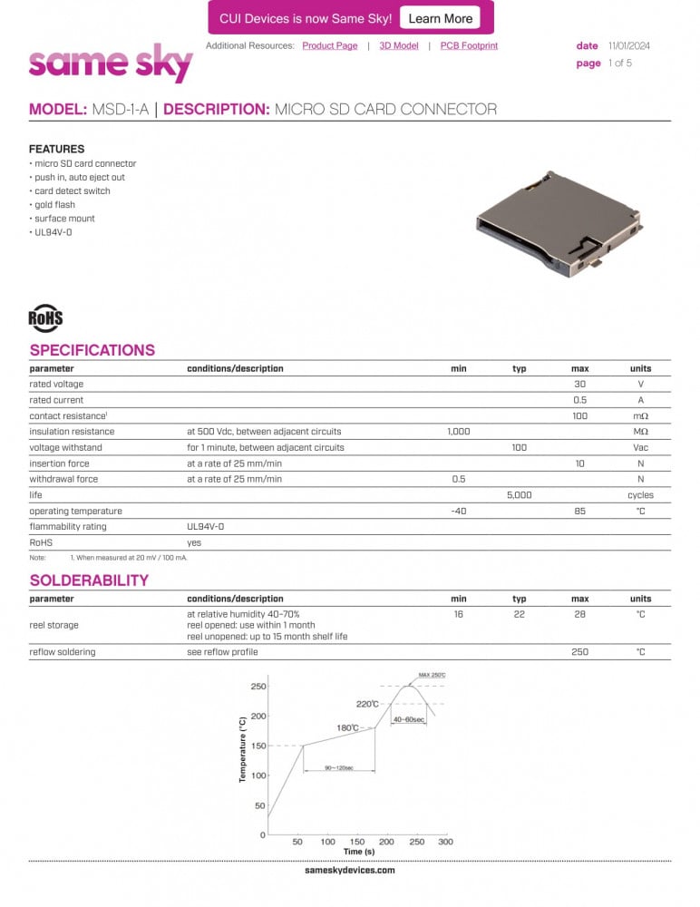 MSD-1-A datasheet page 1