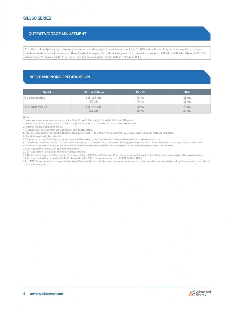 Artesyn SIL15C series datasheet page 4