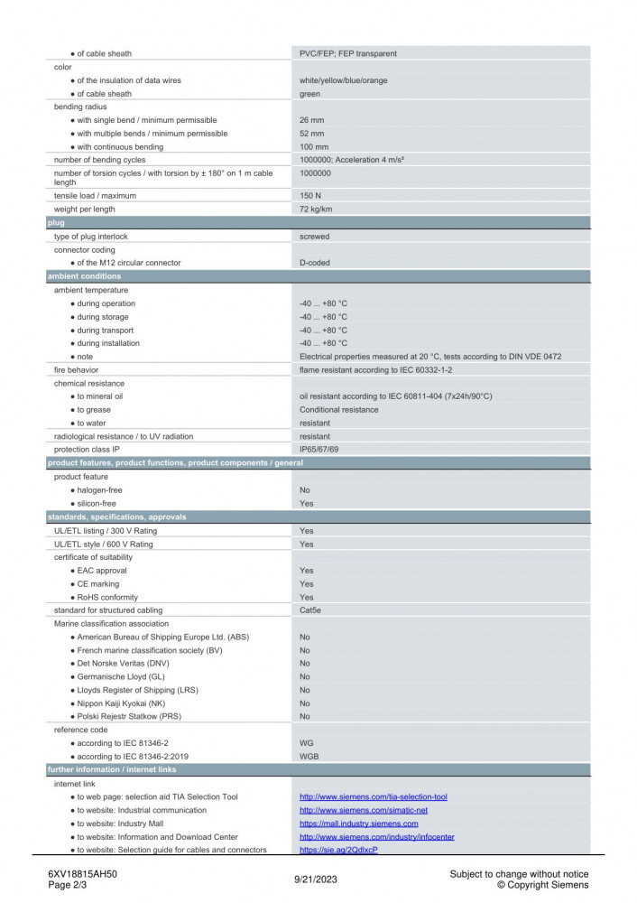 6XV18815AH50 datasheet page 2