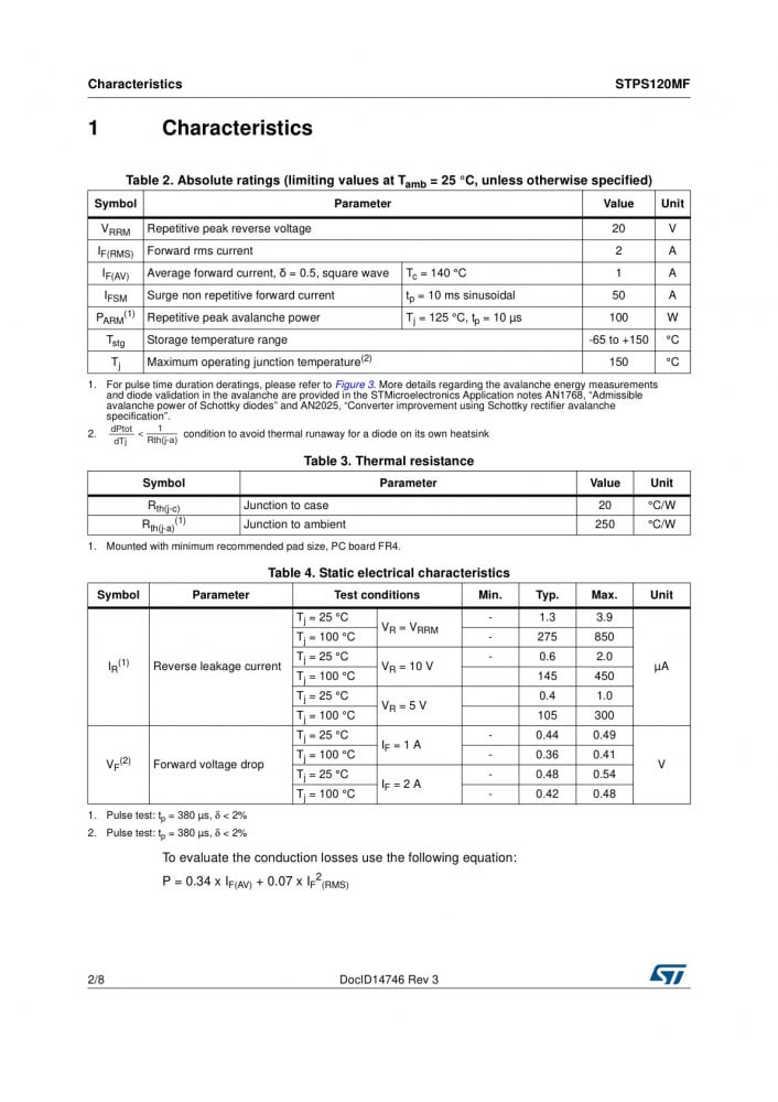 STPS120MF datasheet page 2