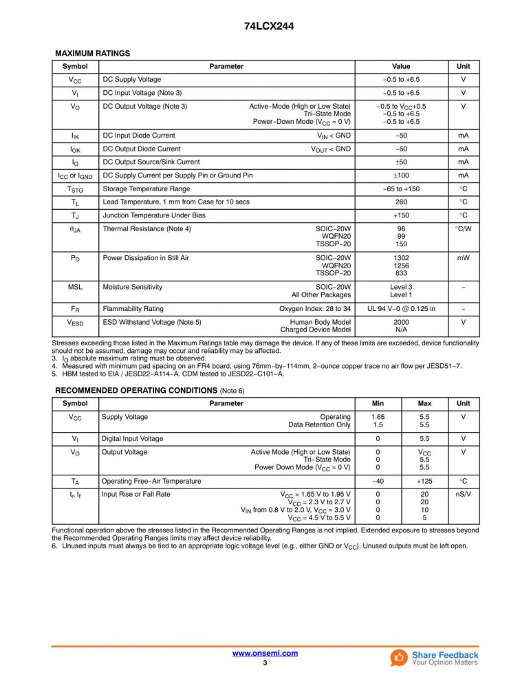 74LCX244 datasheet preview, page 3