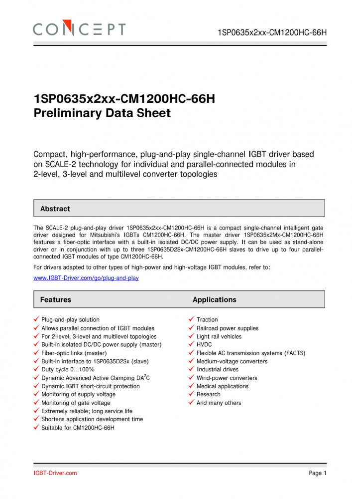 1SP0635V2M1-CM1200HC-66H data sheet page 1