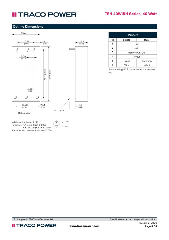 TEN 40WIRH technical document page 5