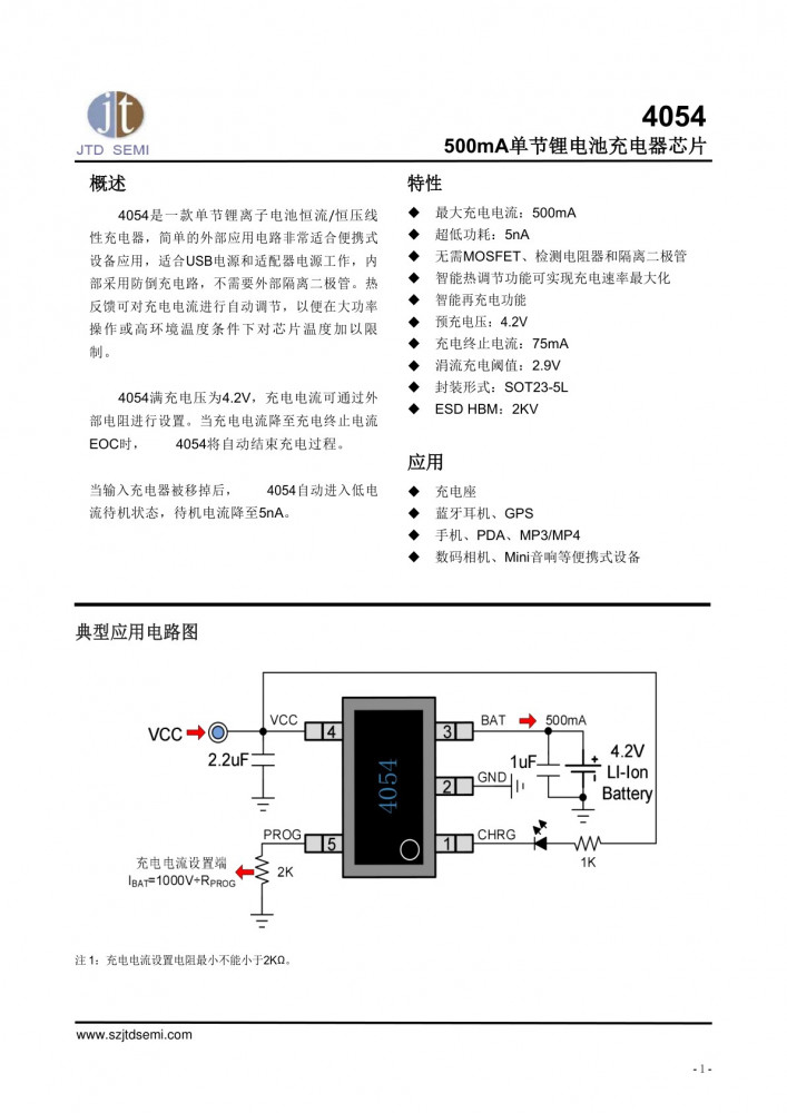 JTD4054 datasheet page 1