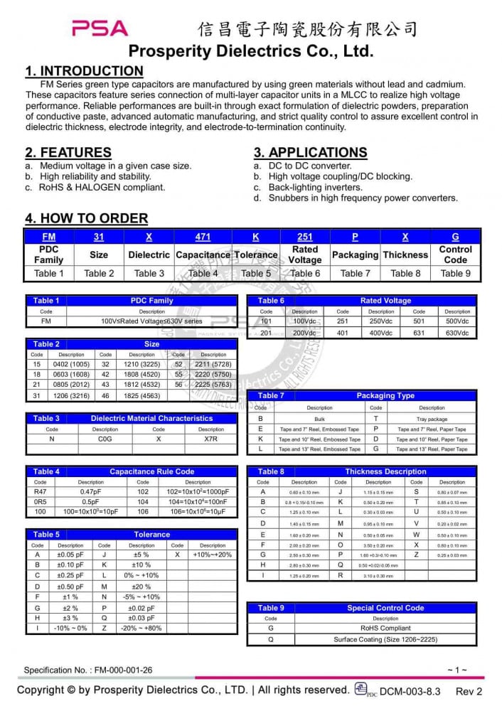 PSA FM Series datasheet page 3