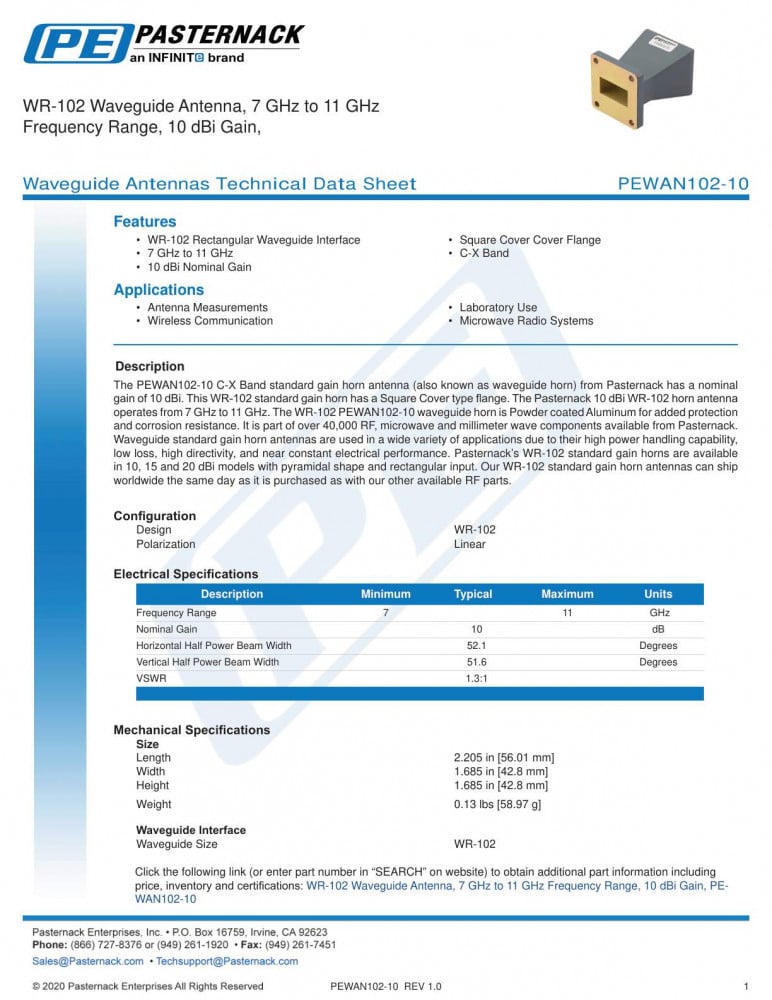PEWAN102-10 datasheet page 1
