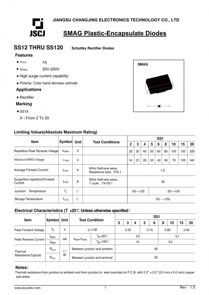 JSCJ SS120 datasheet page 1