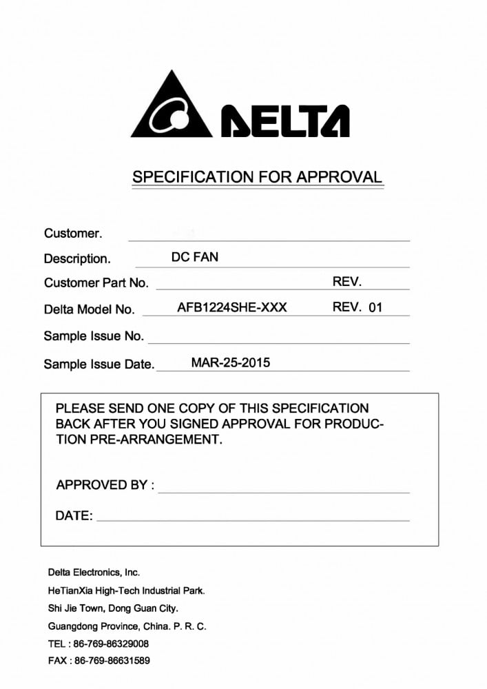 AFB1224SHEX41 specification page 1