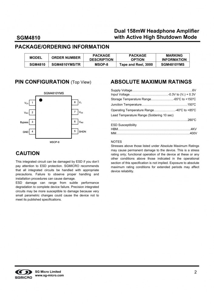 SGM4810 datasheet page 2