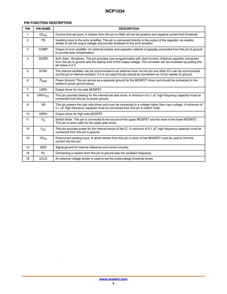 NCP1034 datasheet page 4
