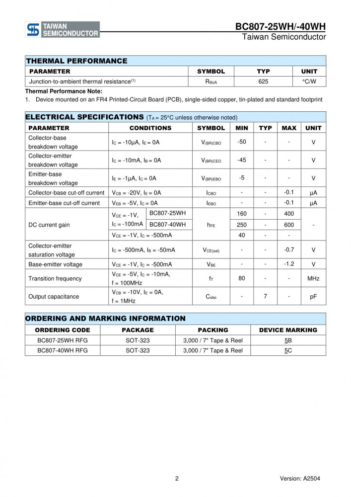 BC807-40WH datasheet page 2