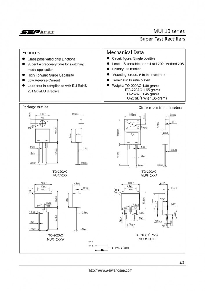 SEP MUR1060 datasheet page 1