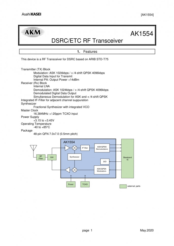 AK1554 technical document preview
