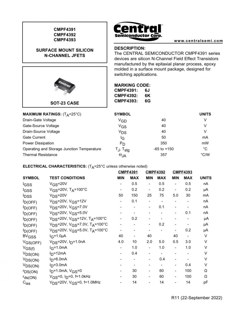 CMPF4393 datasheet page 1