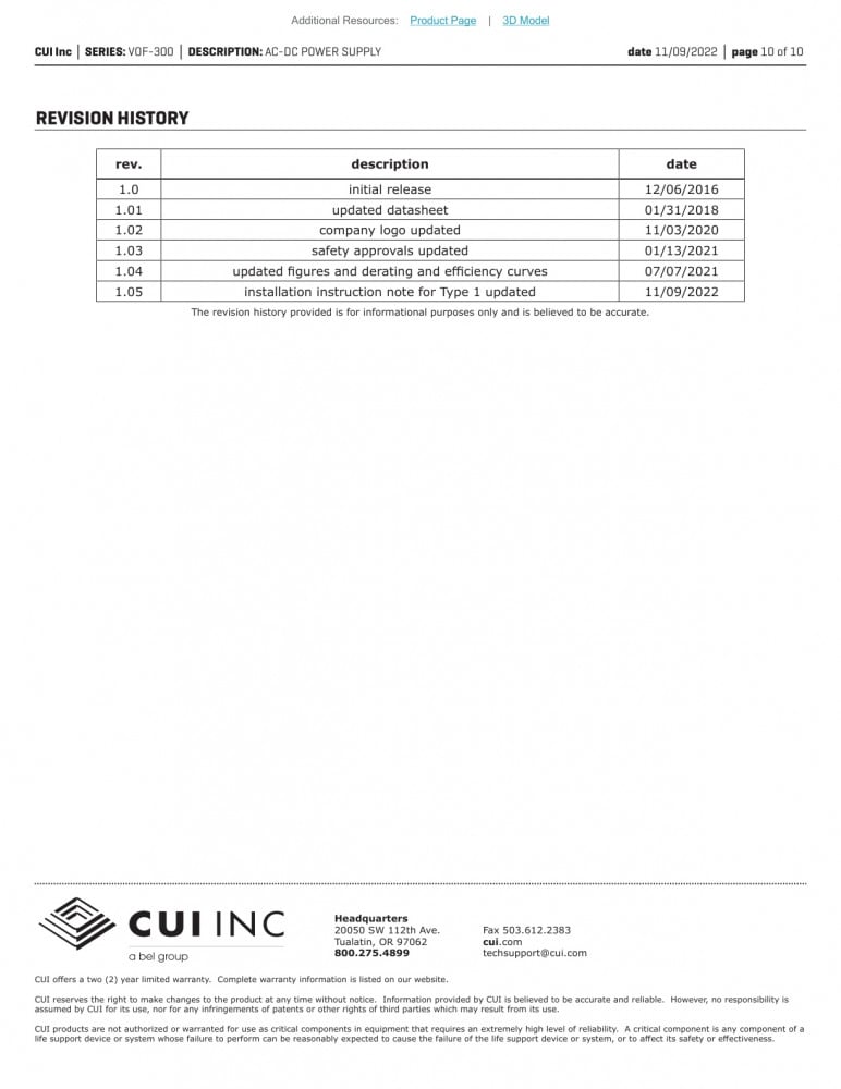 VOF-300-48 datasheet page 10