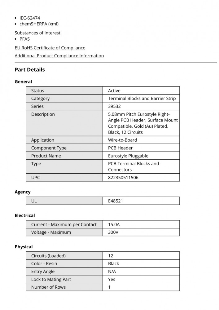 Technical document page 2 for MOLEX 395324512