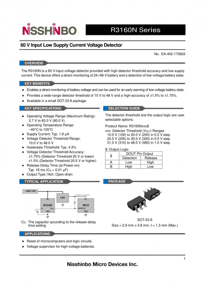 R3160N datasheet page 1