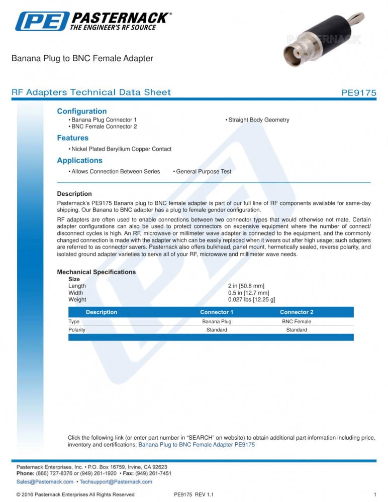 PE9175 technical document page 1