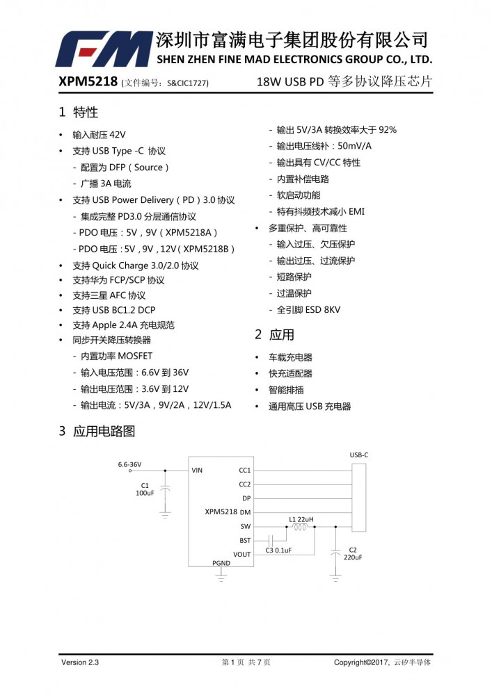 XPM5218B datasheet page 1
