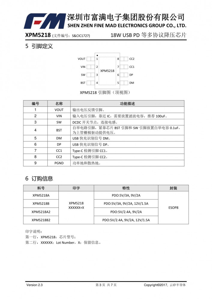 XPM5218B datasheet page 3