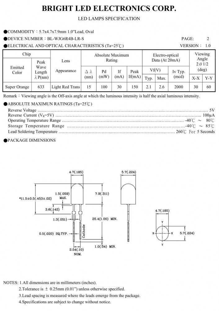 BL-WJG6R4B-LR-S specification document page 1