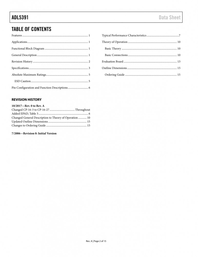 ADL5391 data sheet page 2